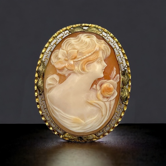 AMCO | Jewelry | Antique 2 Gf 10k Amco Carved Shell Cameo Filigree ...